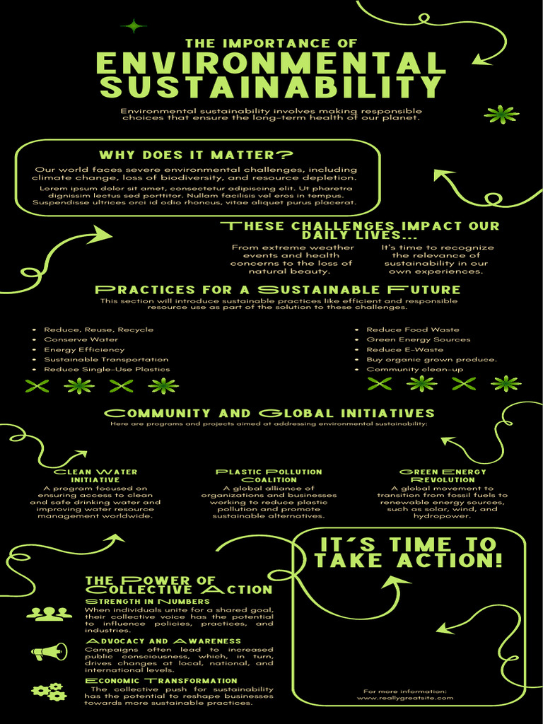 Black and Green Bold Illustrative Environmental Sustainability ...