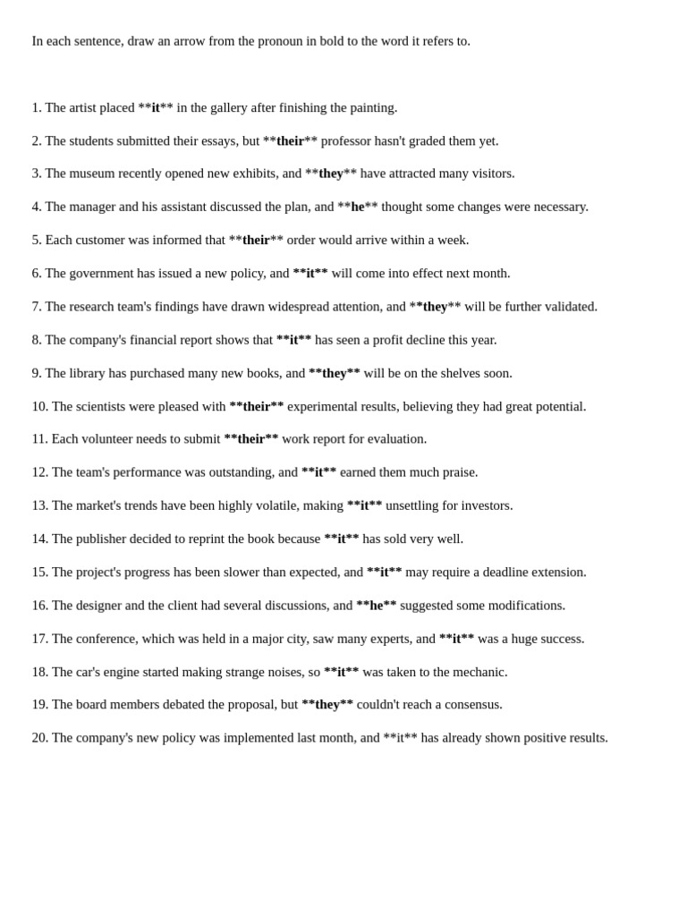 Pronoun Reference | PDF | Art