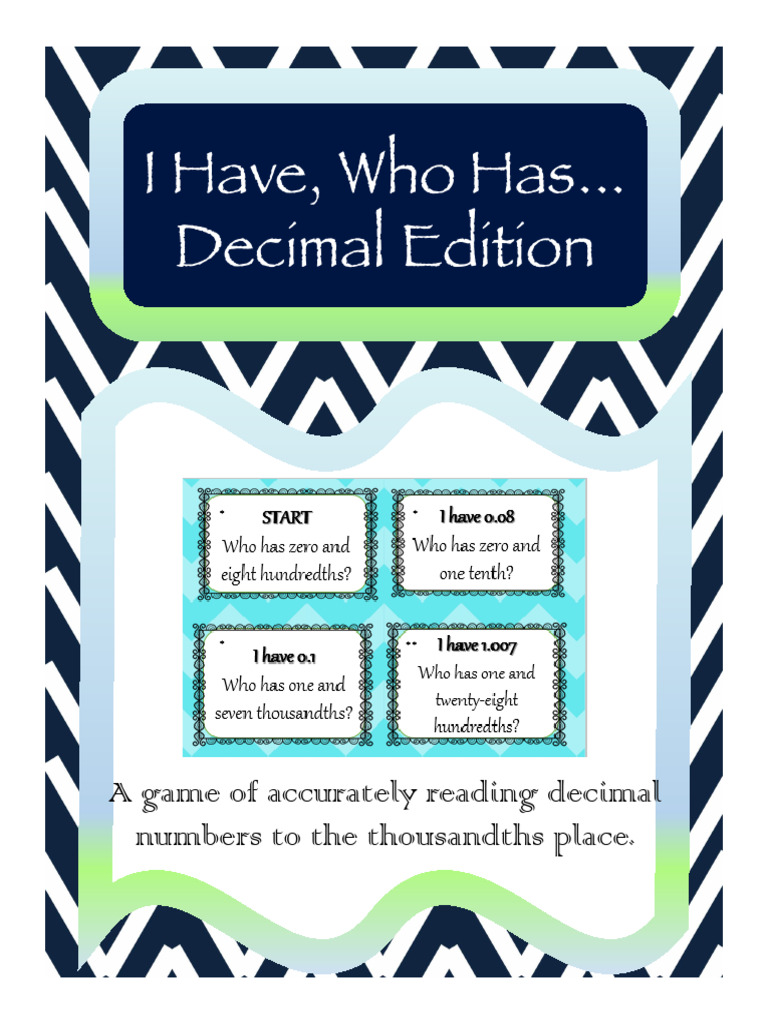 I Have, Who Has... Decimal Edition: A Game of Accurately Reading ...