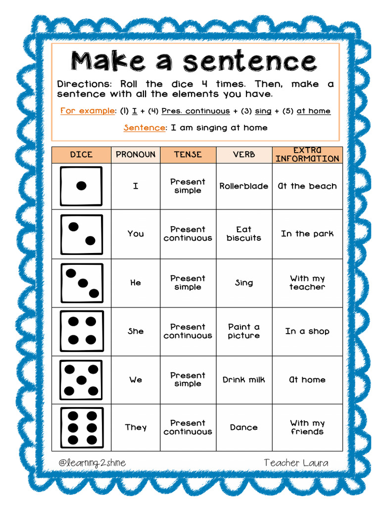 Make A Sentence: @learning2shine Teacher Laura | PDF