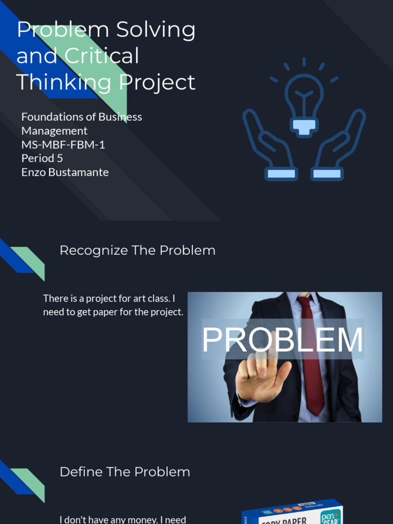 Problem Solving and Critical Thinking Project | PDF | Self-Improvement ...