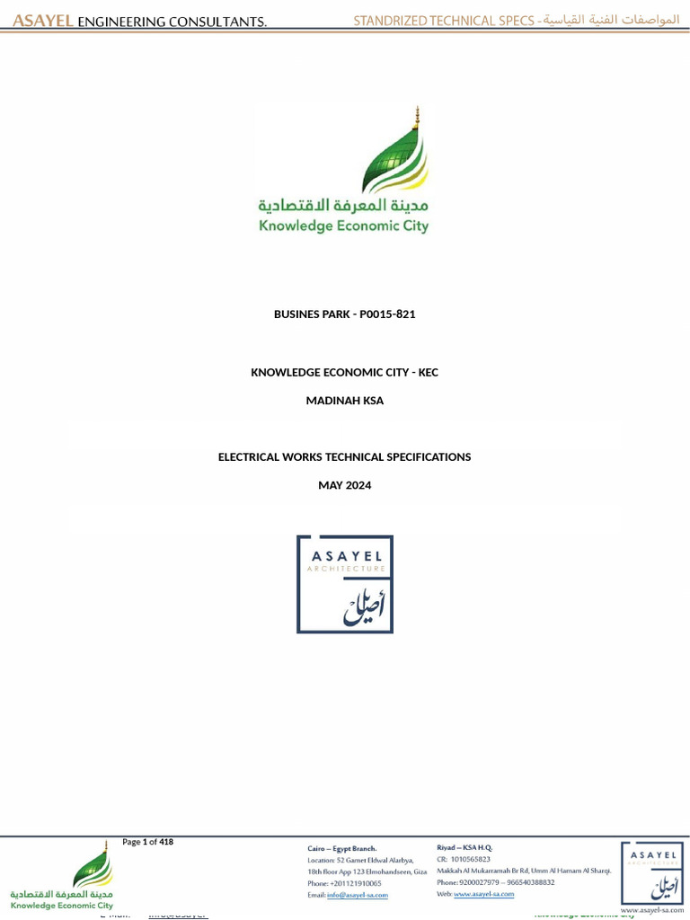 Final Elec Specs[1] | PDF | Insulator (Electricity) | Electrical Wiring
