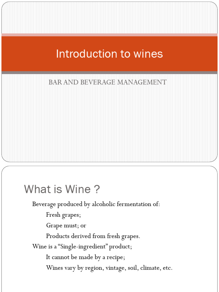 Introduction to wines | PDF | Wine | Vitis