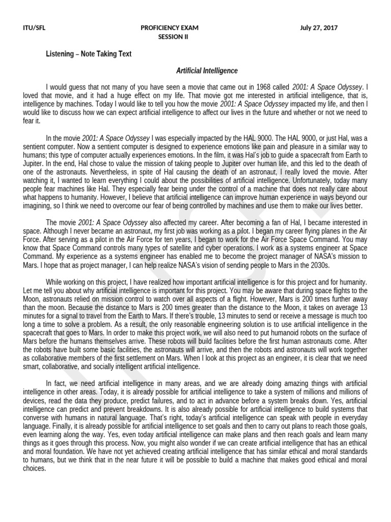 2017 July Proficiency Listening Note Taking | PDF | Artificial ...