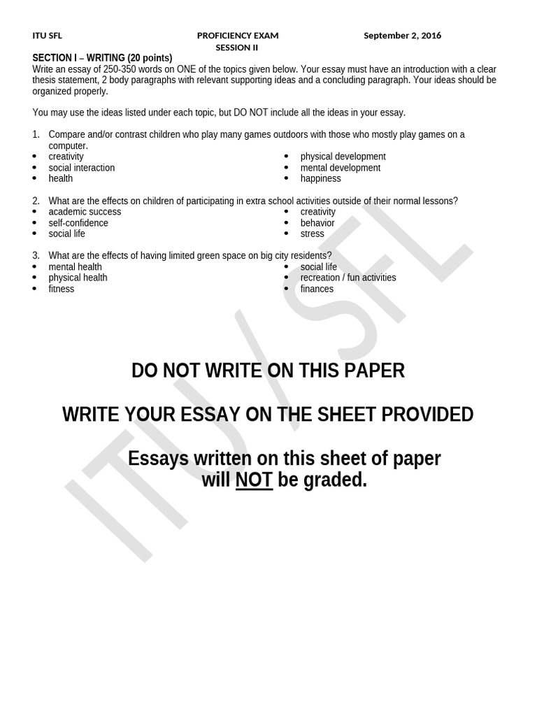 2016 September Proficiency Session 2 A Version | PDF | Essays