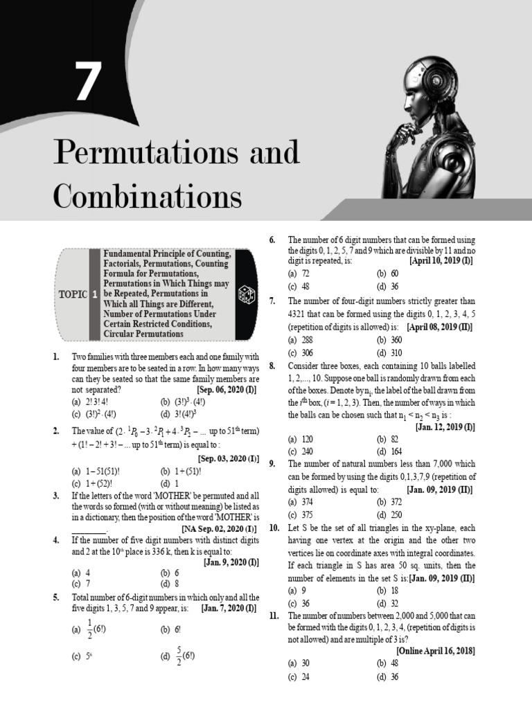 Permutations and Combinations: Downloaded From @freebooksforjeeneet | PDF | Permutation ...