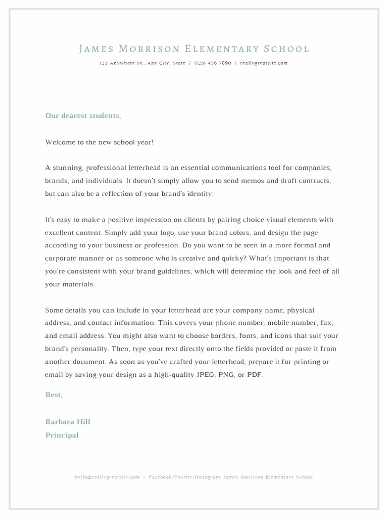 White Bordered Welcome Letter to the Students School Letters | PDF