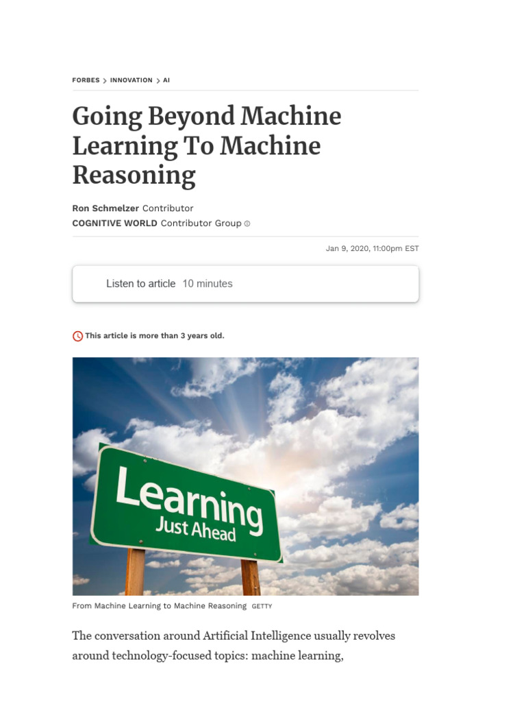 !!!going Beyond Machine Learning To Machine Reasoning | PDF ...