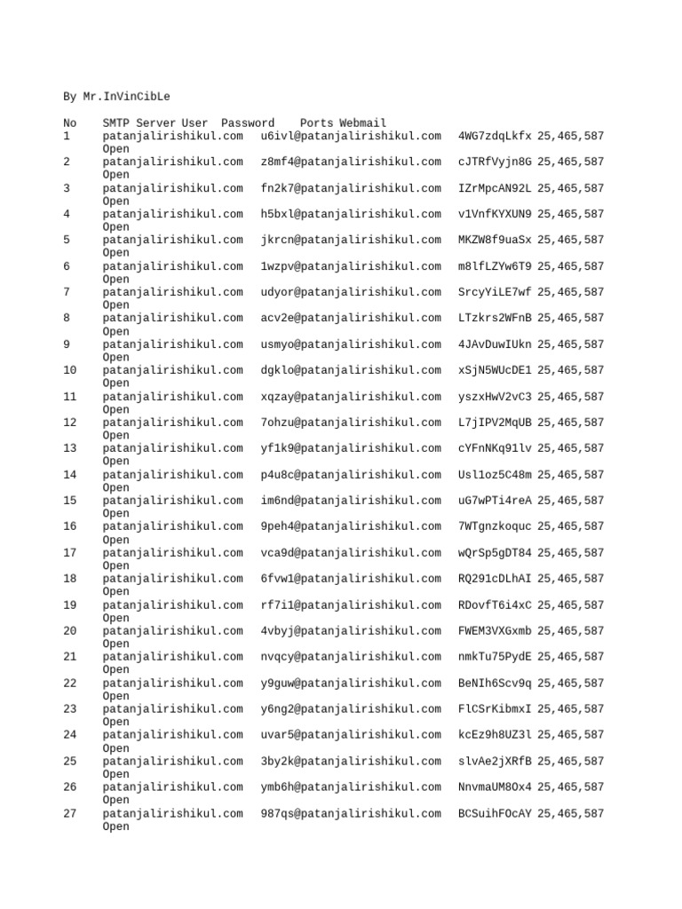 SMTP Server Credentials List | PDF | Internet Architecture | Internet ...