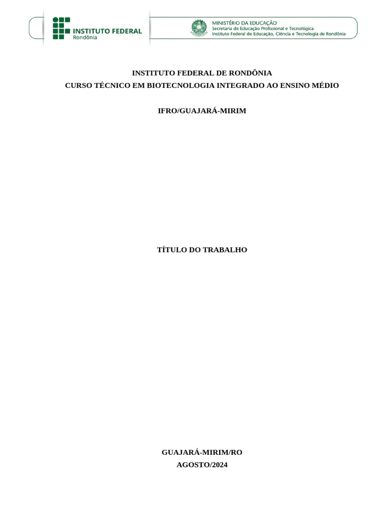Modelo de Capa e Contra Capa de Trabalhos Word Abnt | PDF