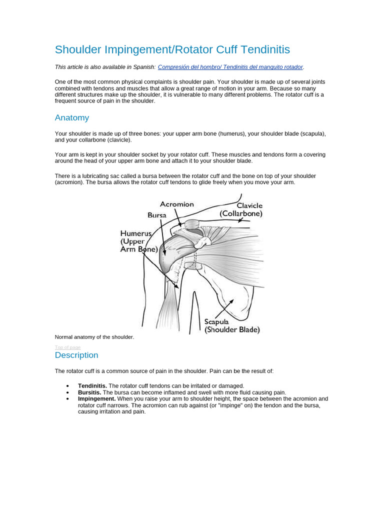 Shoulder Impigement | PDF | Shoulder | Limbs (Anatomy)