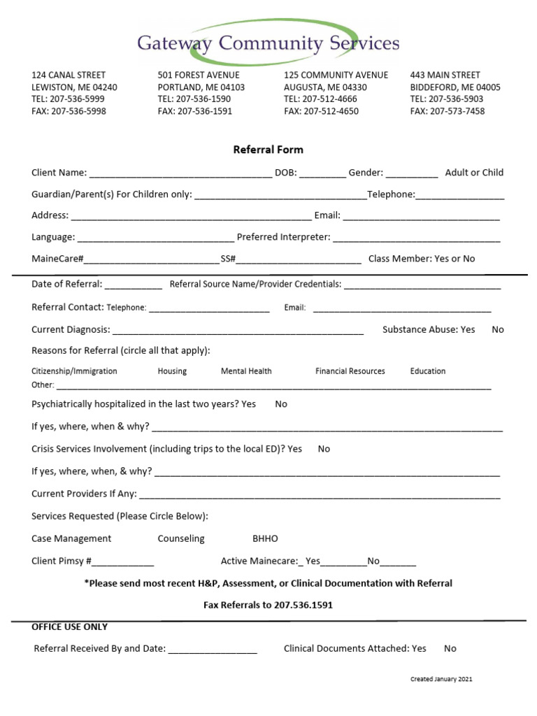 External Referral Form | PDF | Mental Health | Behavioural Sciences