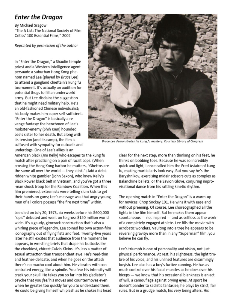 Bruce Lees Enter The Dragon | PDF | Chinese Martial Arts