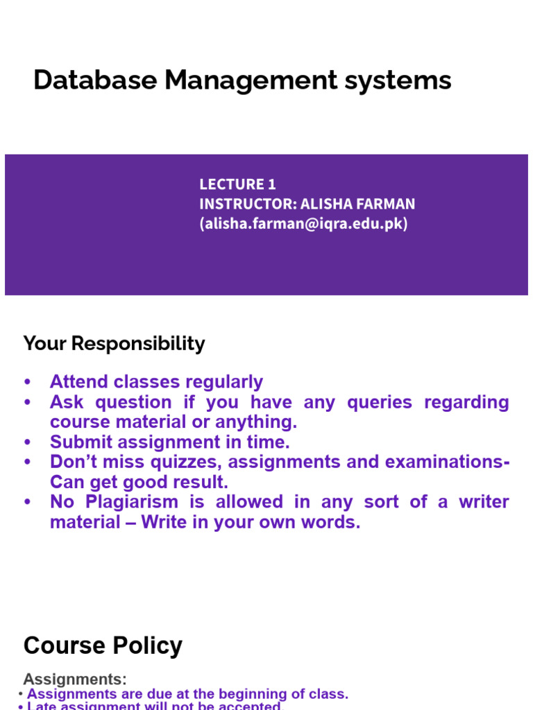 Database Management Systems Lec 1a | PDF | Databases | Relational Database