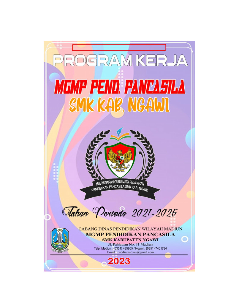 Program Kerja MGMP PPKN SMK Kab - Ngawi Periode 2021-2025 | PDF | Karier & Perkembangan | Seni