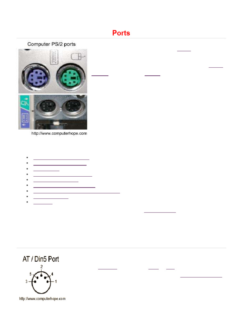 Ports | PDF | Usb | Computer Keyboard