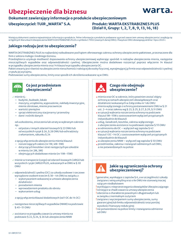 WARTA OWU Ekstrabiznes Plus C7902 | PDF