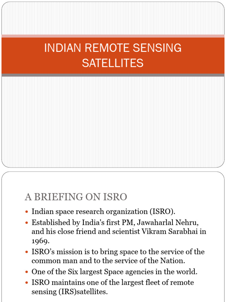 INDIAN REMOTE SENSING SATELLITES | PDF | Infrared | Satellite INDIAN REMOTE SENSING SATELLITES | PDF | Infrared | Satellite