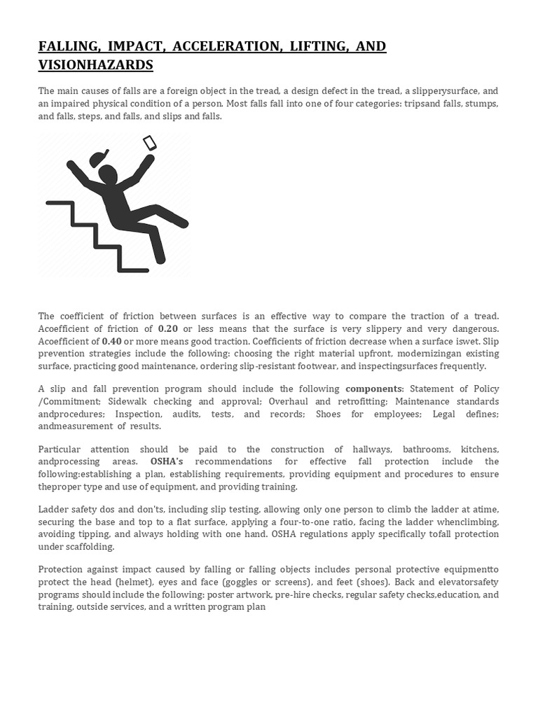 Lesson 6 Falling-Impact-Acceleration-Lifting-And-Vision-Hazards | PDF ...