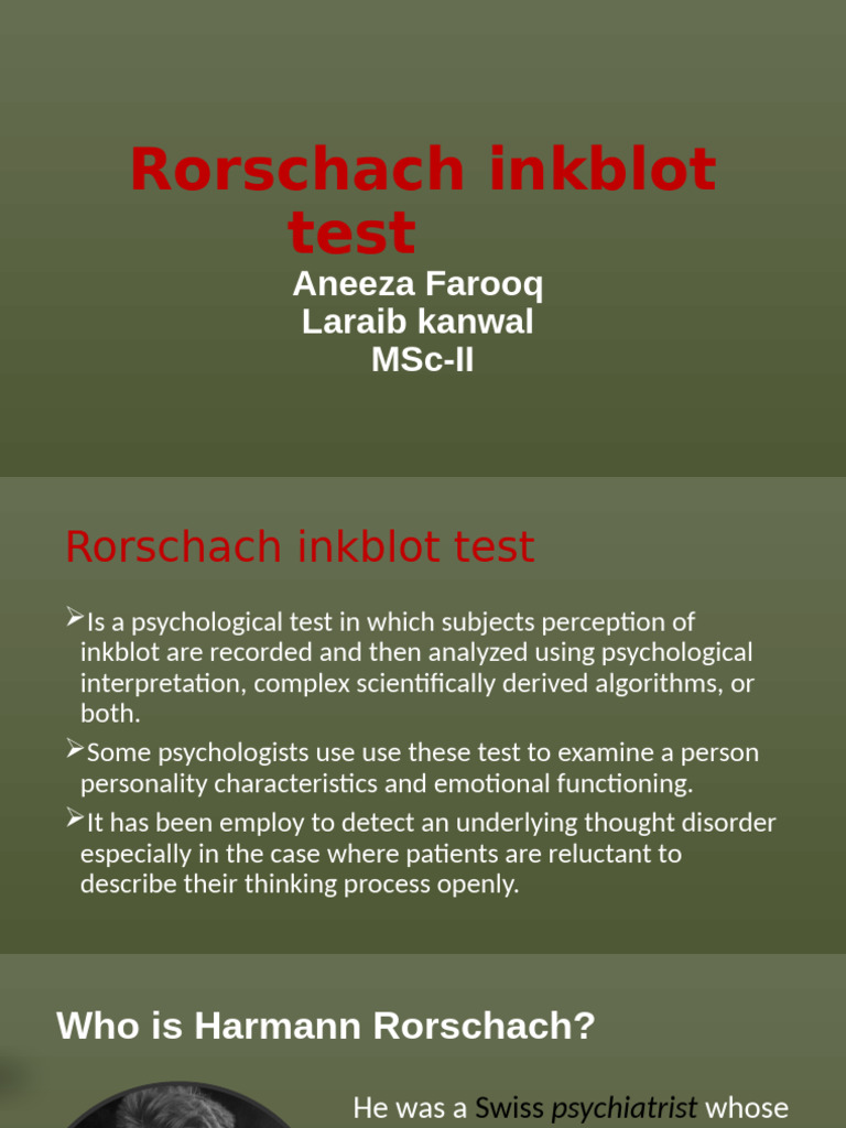 Rorschach Inkblot Test Guide | PDF | Psychological Concepts | Psychology