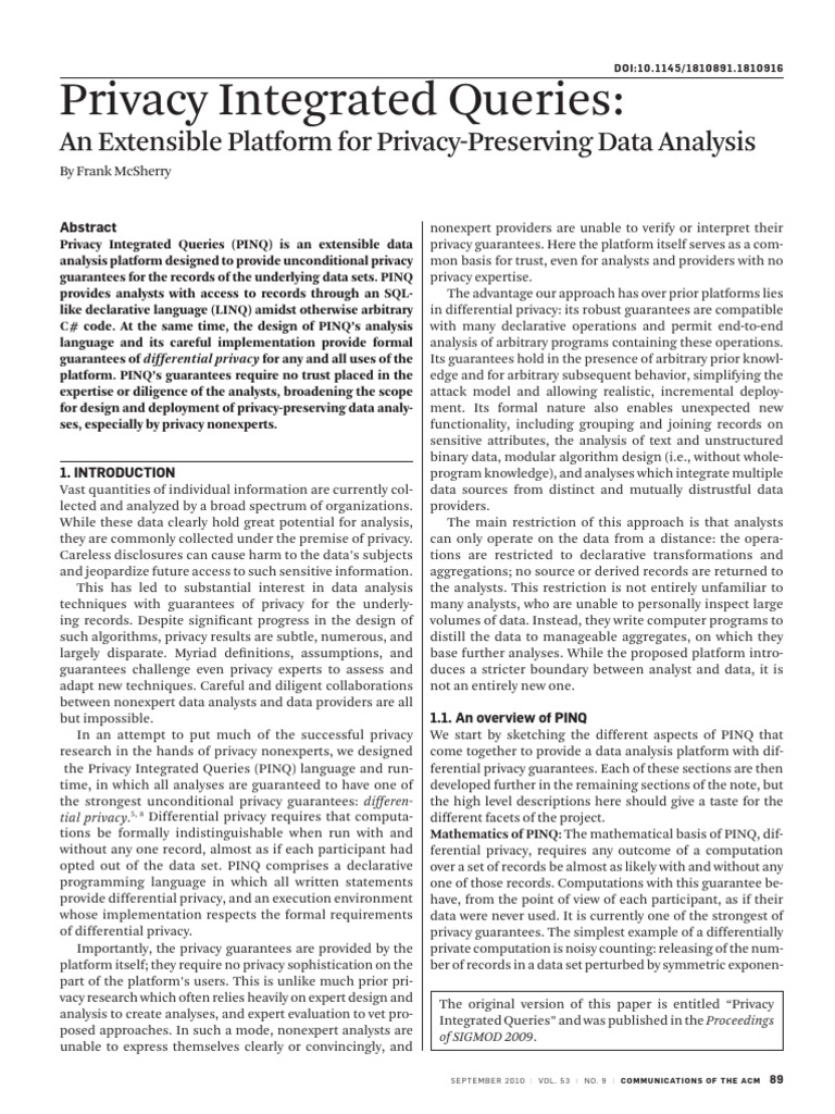 Pinq CACMbjnh | PDF | Language Integrated Query | Computer Programming