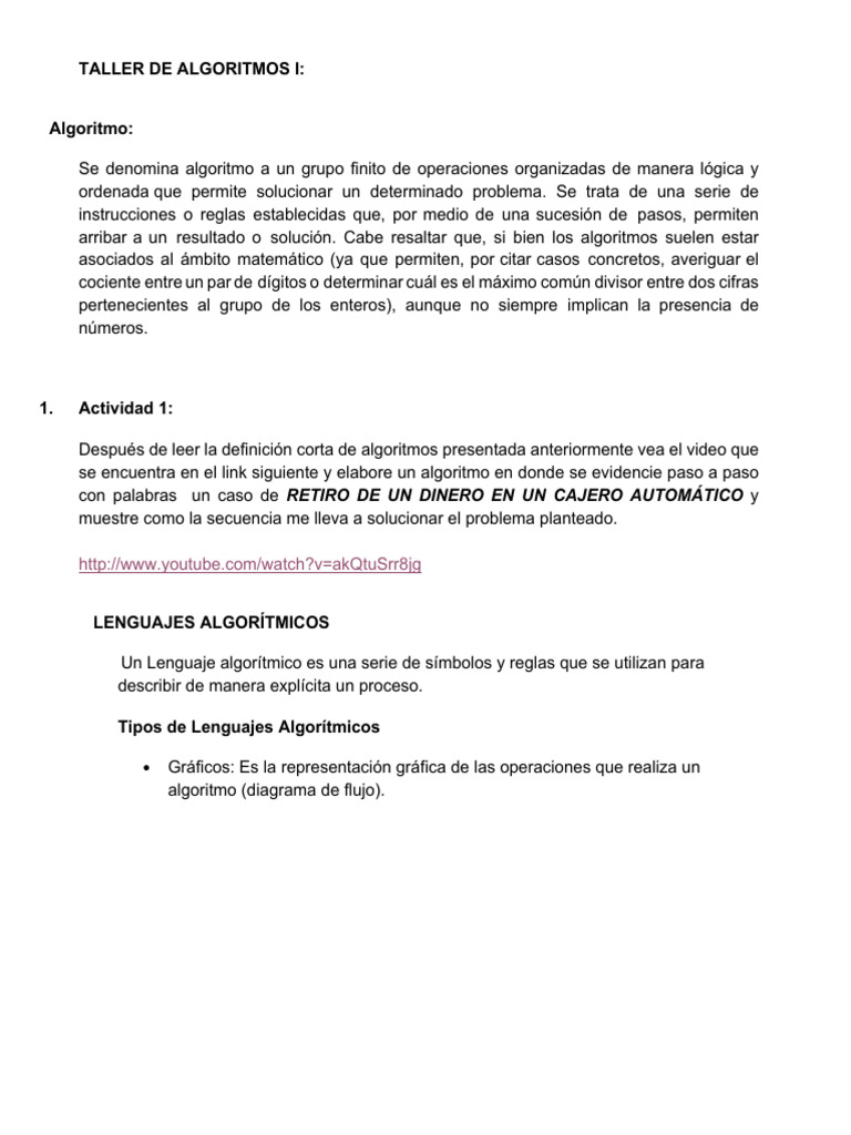 Taller 1 de Algoritmos I | PDF