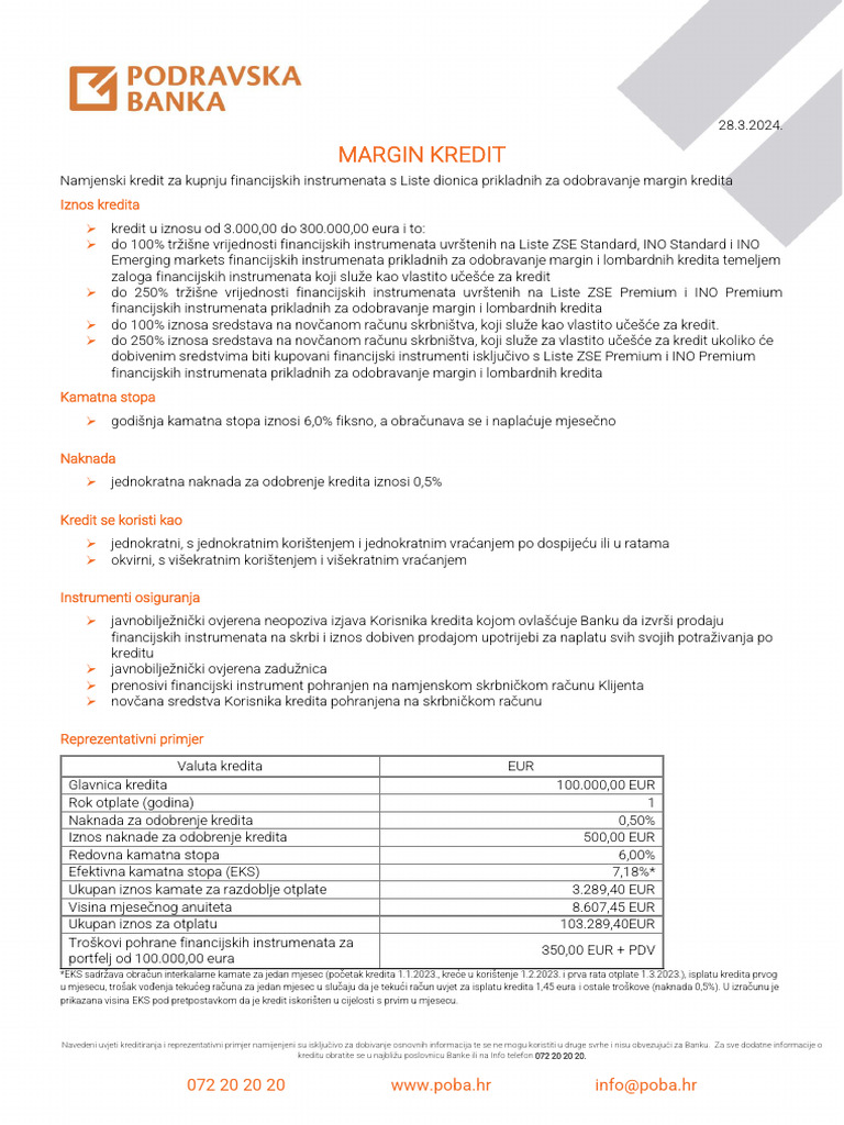 Margin Krediti Od 28.3.2024 | PDF