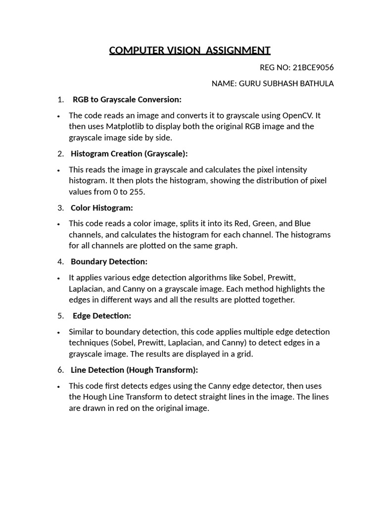 Computer Vision Assignment | PDF | Multidimensional Signal Processing | Image Processing