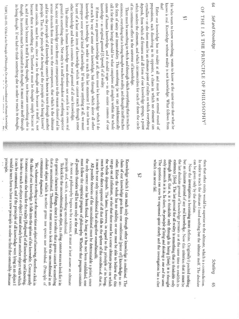 Schelling I As Principle | PDF