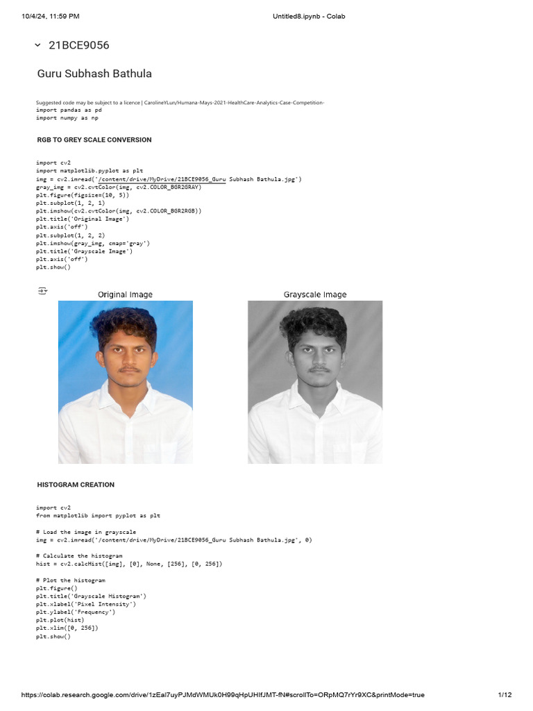 21BCE9056-Guru Subhash Bathula - Computer Vision LAB ASSIGNMENT | PDF ...