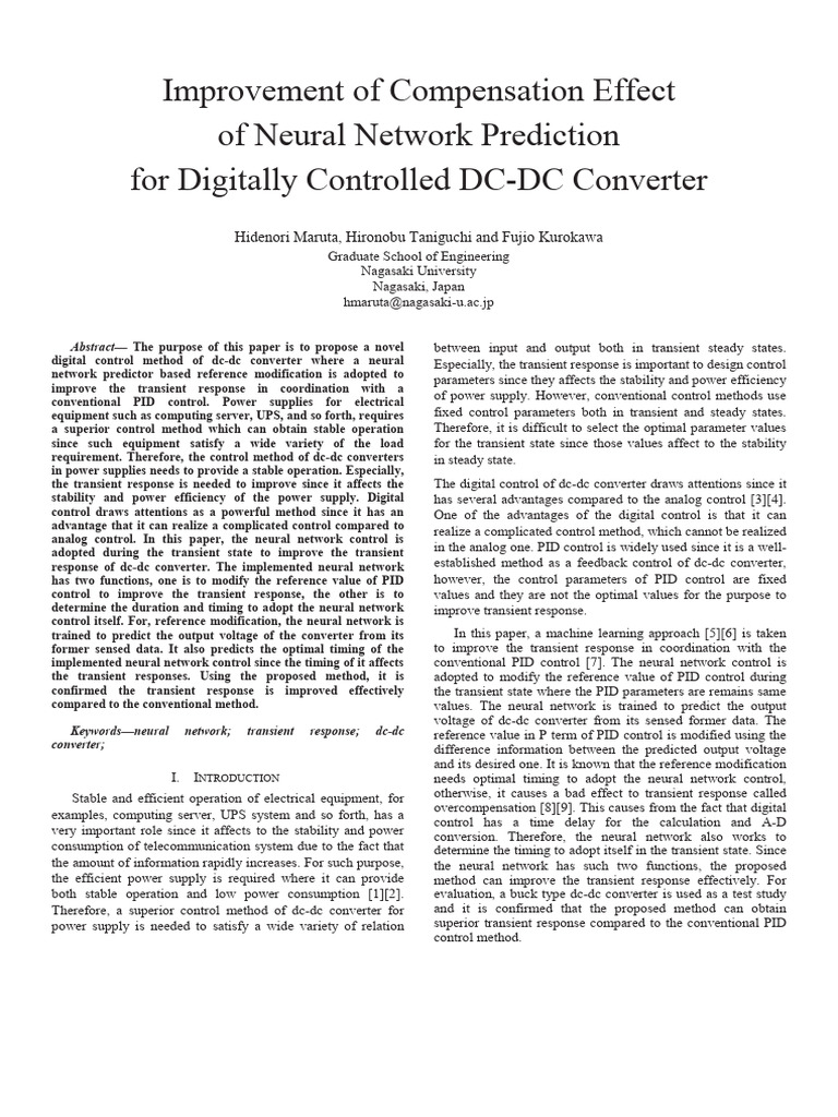 Improvement of Compensation Effect of Neural Network Prediction For Digitally Controlled DC-DC ...
