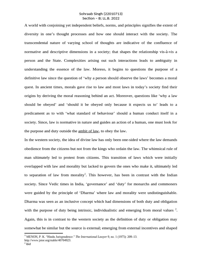 Juris Sohraab 22010713 | PDF | Jurisprudence | Natural Law