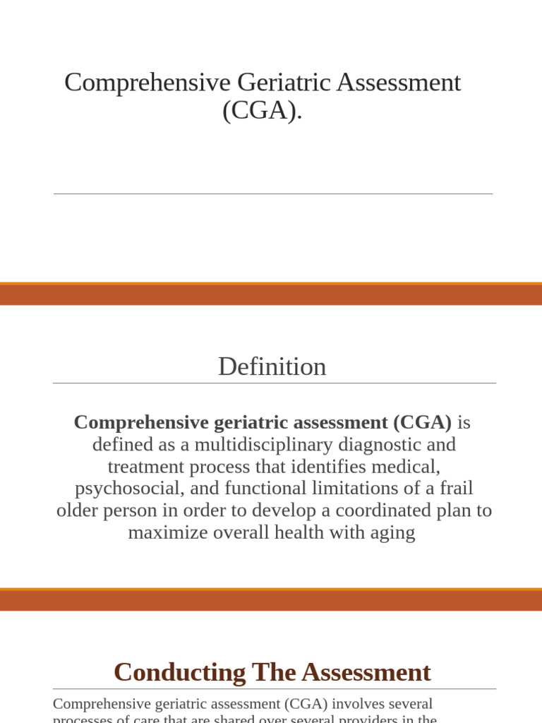 Comprehensive Geriatric Assessment Guide | PDF | Geriatrics | Caregiver