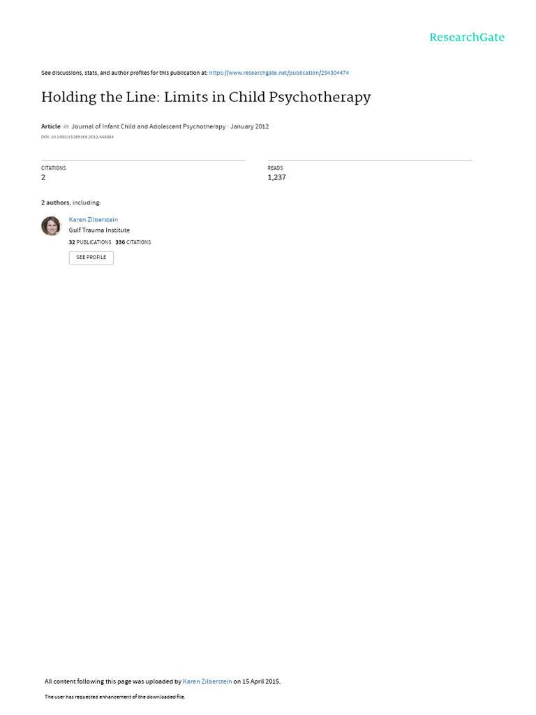 Limits in Child Therapy | PDF | Psychotherapy | Attachment Theory