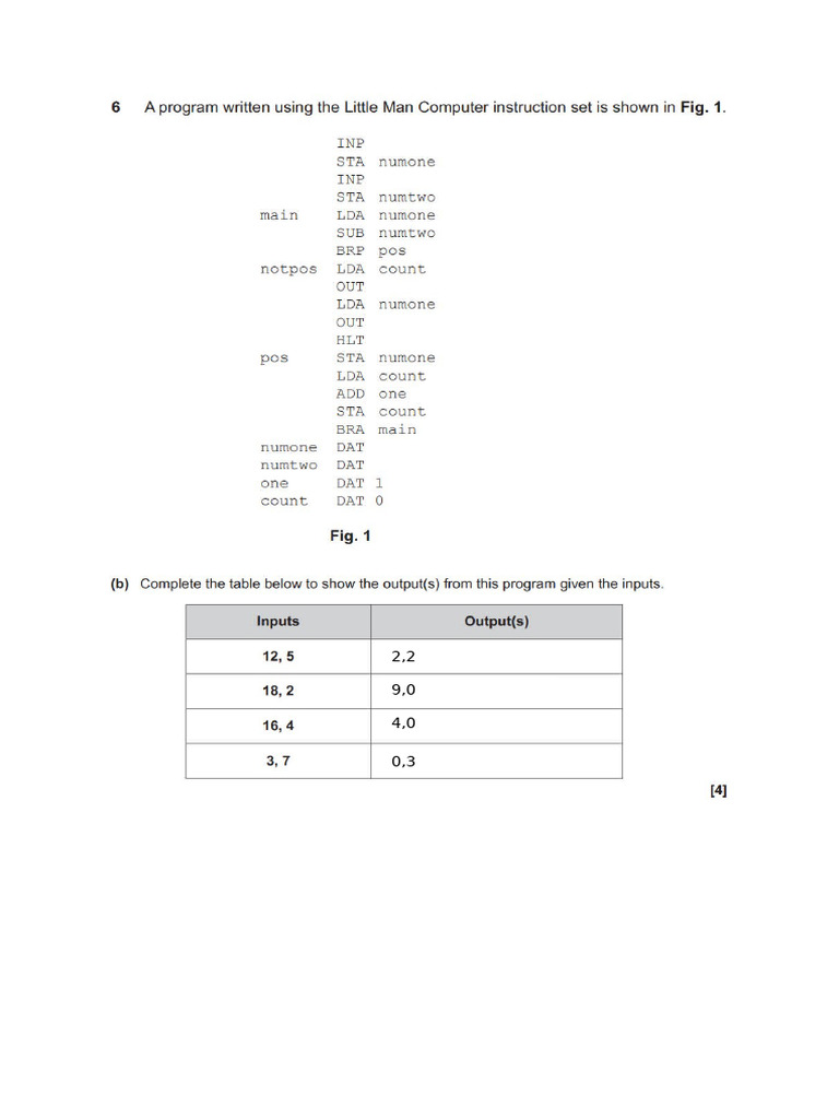 Computer Science LMC Question | PDF