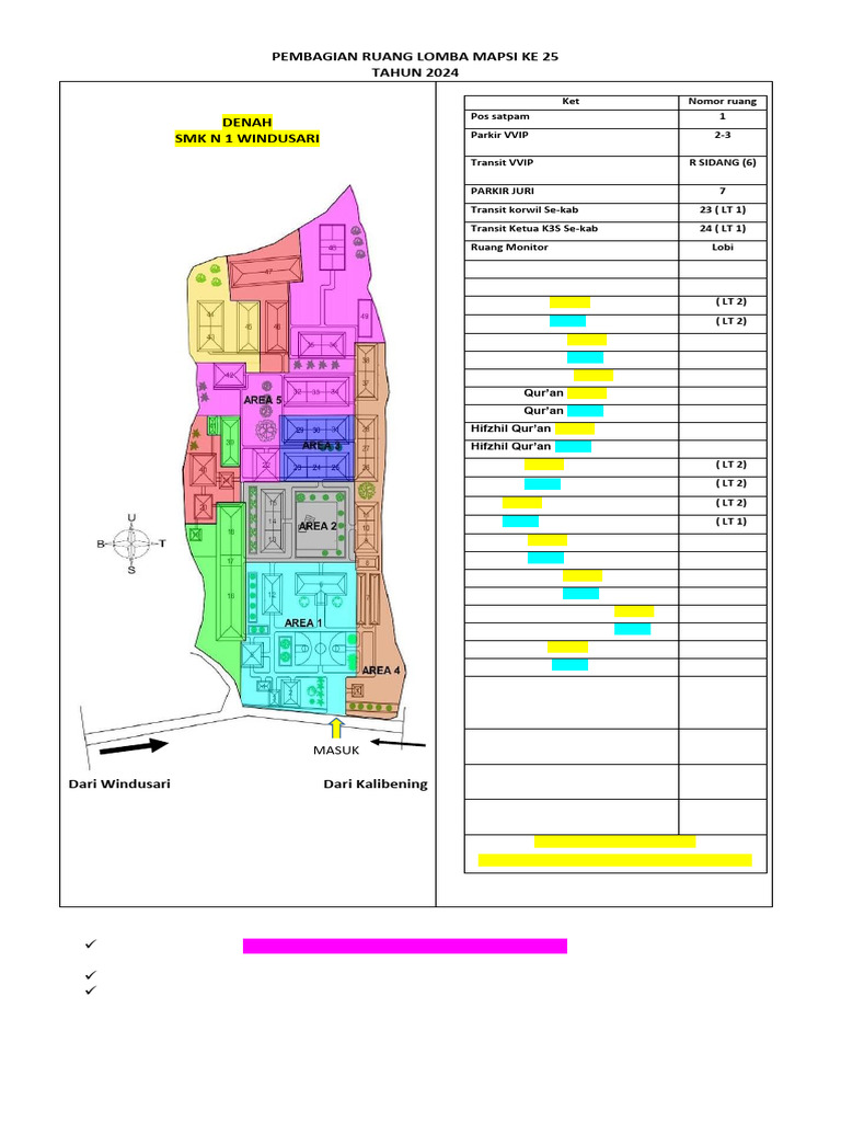 Denah Pembagian Ruang Mapsi Kab. Mgl 2024 | PDF