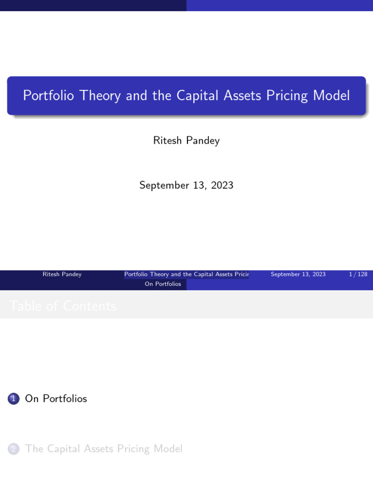 Handout PortfolioTheoryAndCAPM | PDF | Modern Portfolio Theory ...