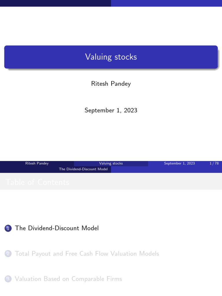 Handout Valuing Stocks | PDF | Cost Of Capital | Stocks