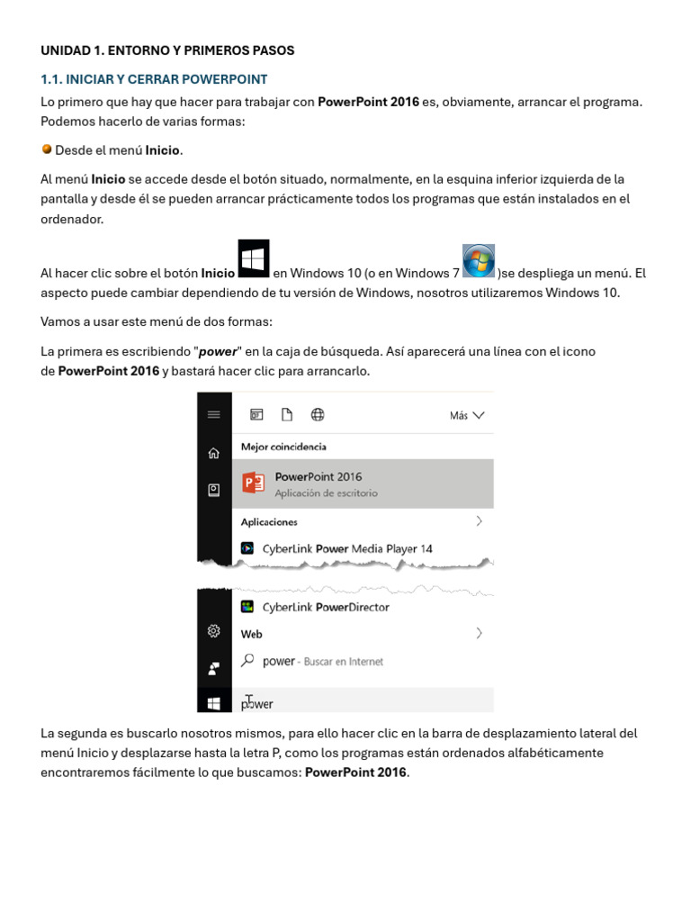 MANUAL PowerPoint UNIDAD 1 Entorno y primeros pasos | PDF | Archivo de computadora | Ventana ...