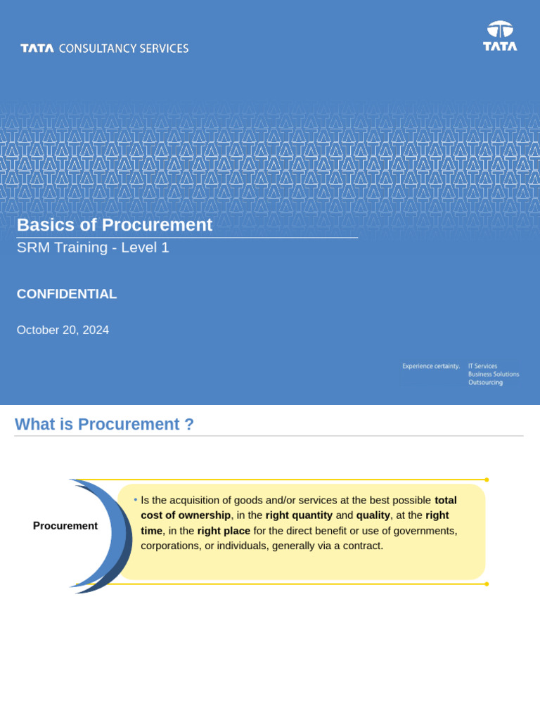Procurement Basics and SRM Overview | PDF | Procurement | Goods
