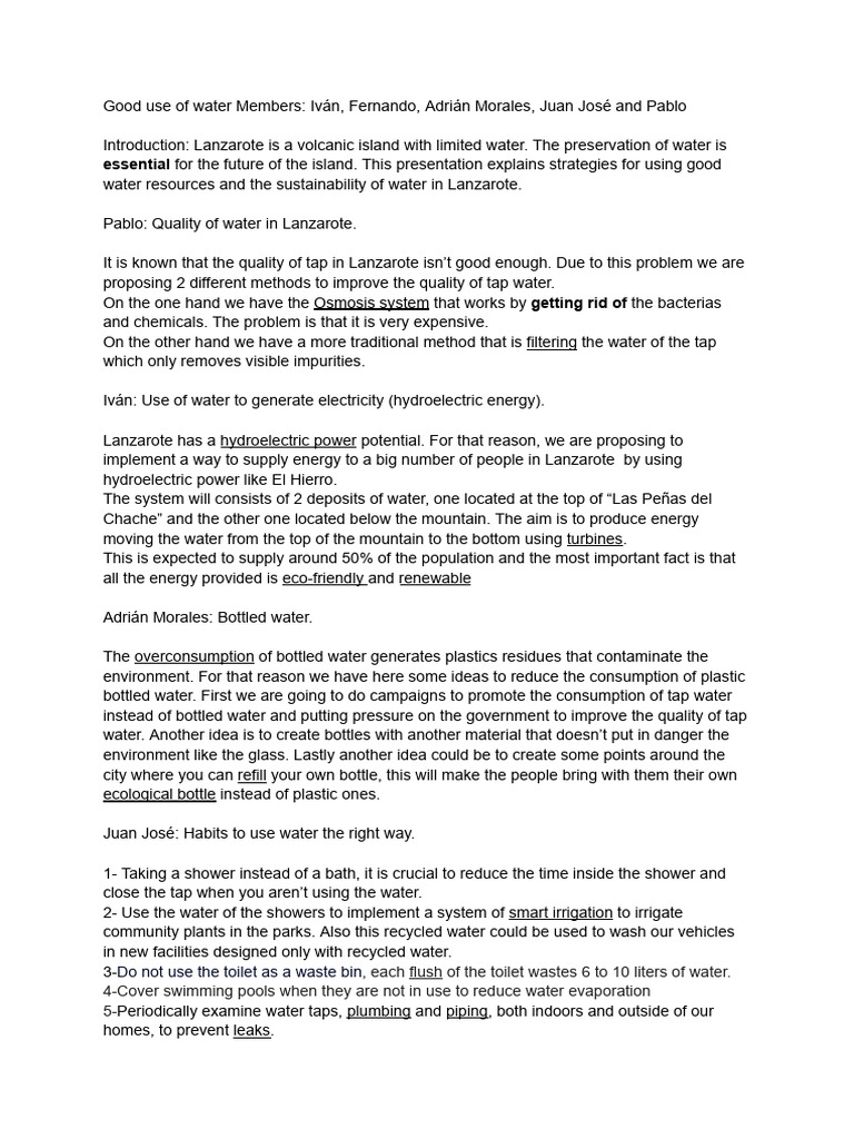 Script (Good Use of Water) | PDF | Water | Recycling