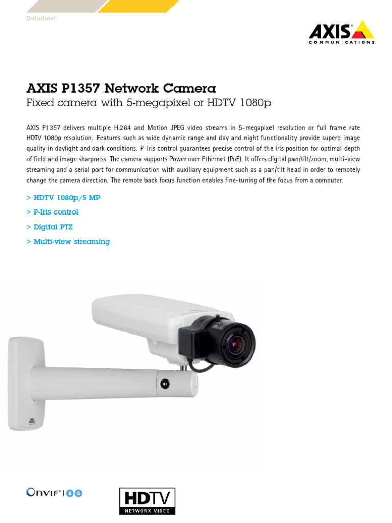 Axis p1357 Network Camera en US | PDF | Frame Rate | Camera