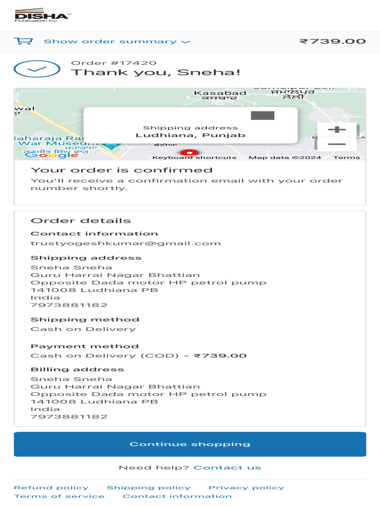 Thank You For Your Purchase! - Disha Publication - Checkout | PDF