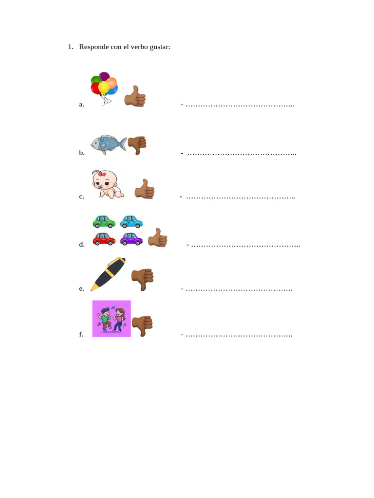 Verbo gustar practice | PDF