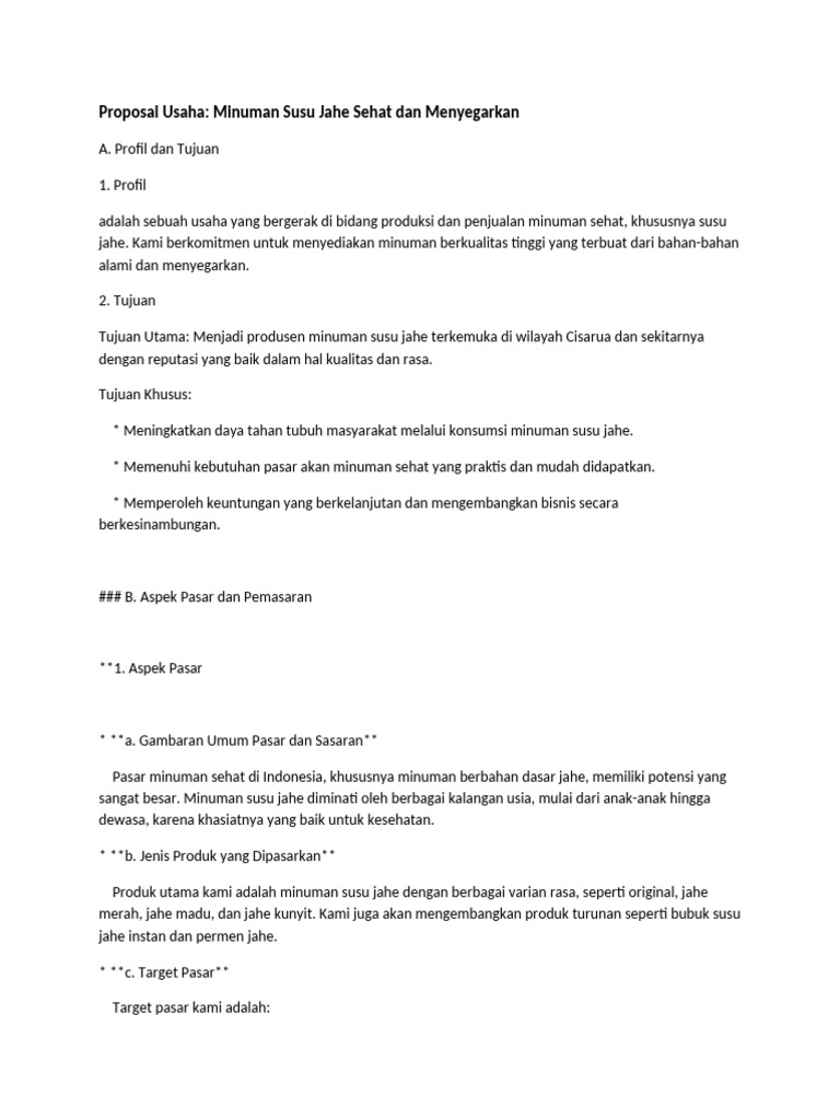 Proposal Susu Jahe - WPS Office | PDF