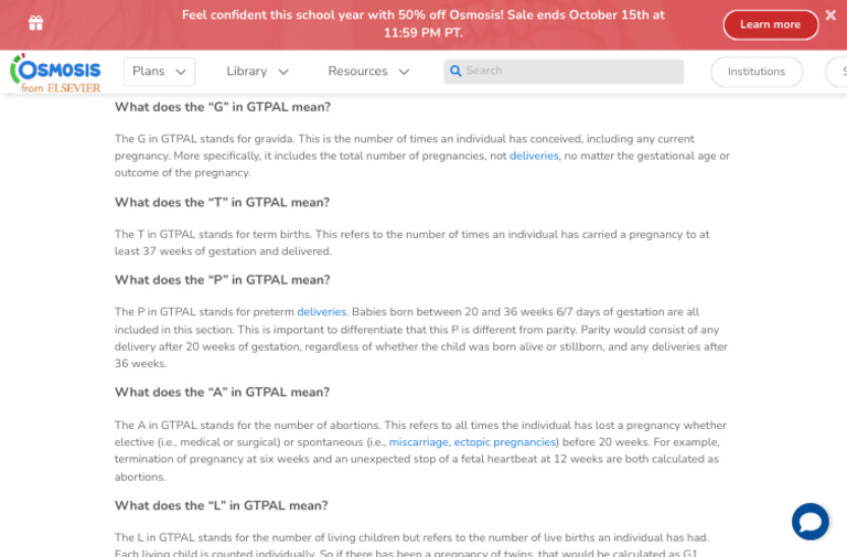 GTPAL Pregnancy Outcomes Acronym Osmosis 2 | PDF