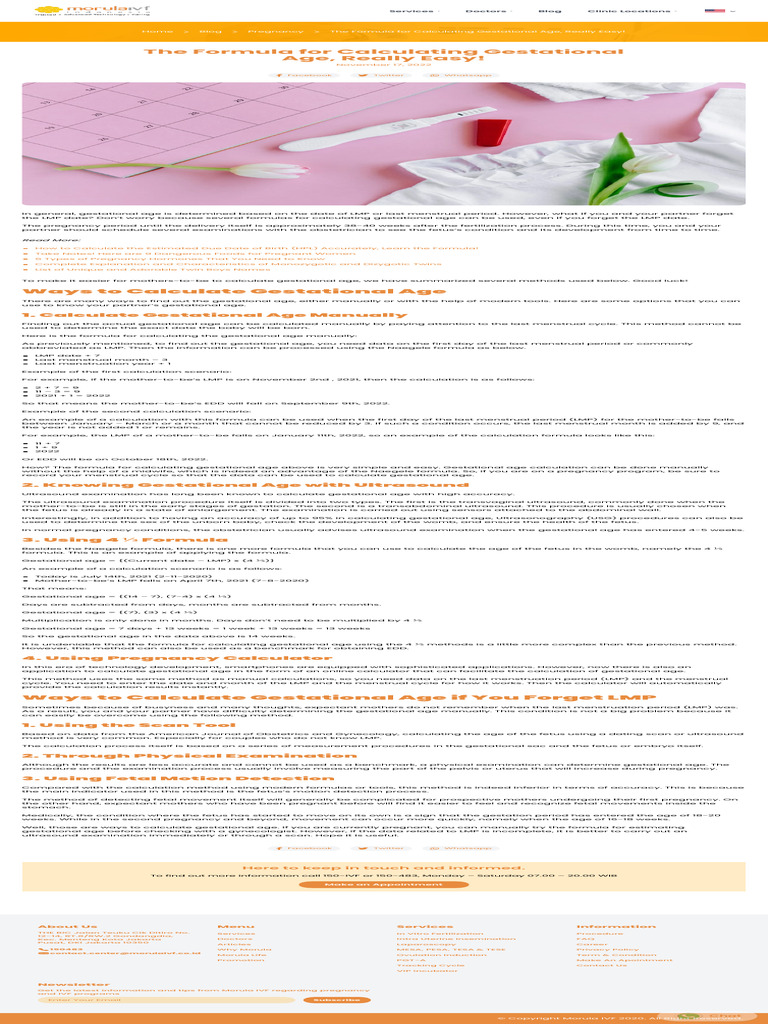 The Formula For Calculating Gestational Age, Really Easy! | PDF | Pregnancy | Twin