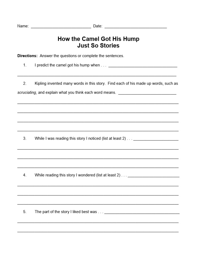 Analyzing "How the Camel Got His Hump" | PDF