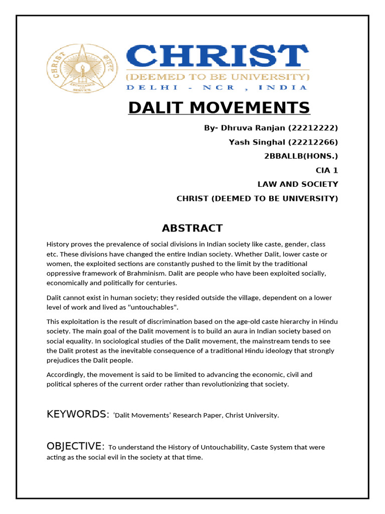 Dalit Movements Research Paper | PDF | Dalit | Caste