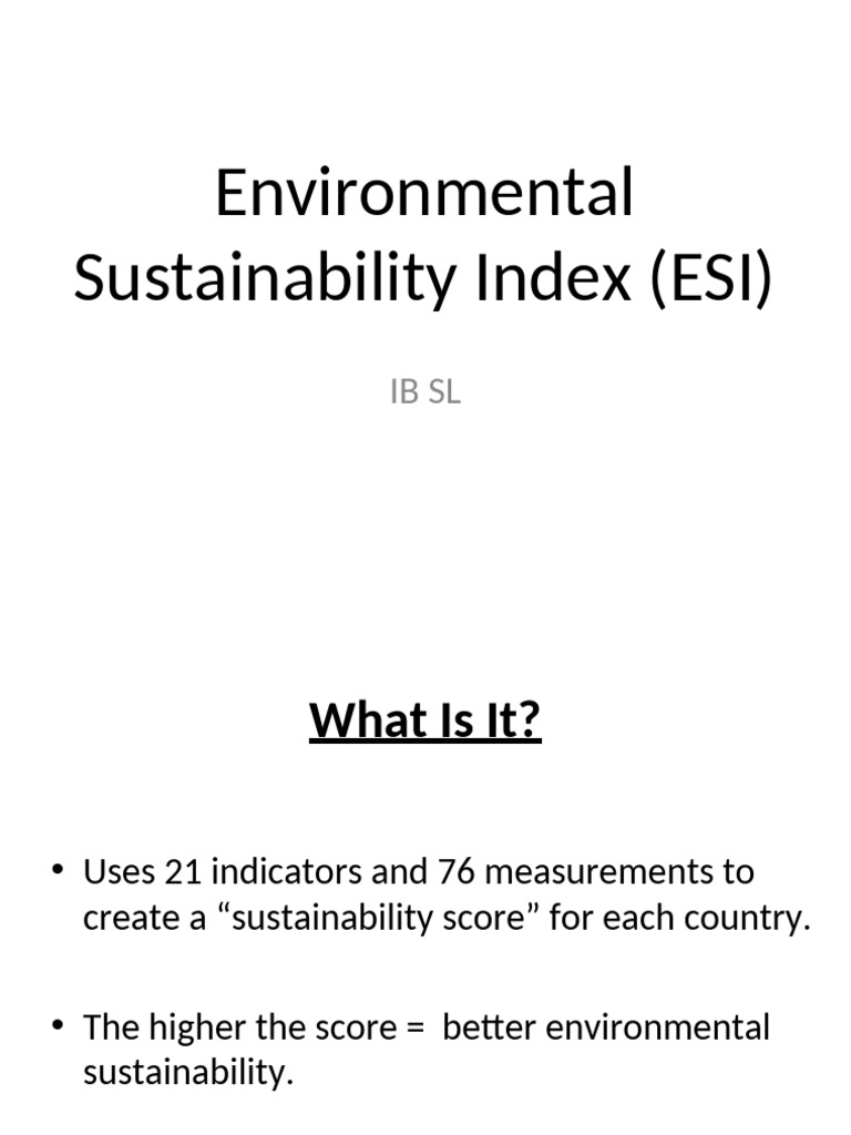 Environmental Sustainability Index Esi Ib SL | PDF
